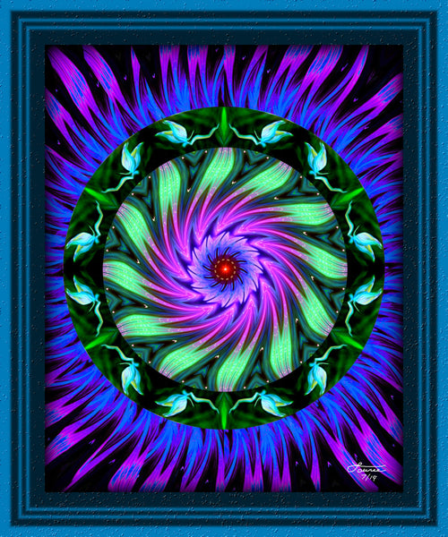 Mandala Fairy Art Print, Blue Green Sacred Geometry Artwork by Primal ...