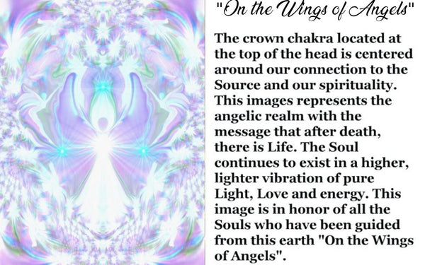 Crown Chakra Necklace, Violet White Pendant with Angel Art - "On the W ...